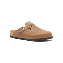 Comfortfusse Leder-Clogs in Hellbraun - 50% | Gr&ouml;&szlig;e 36 | Damen-pantoletten