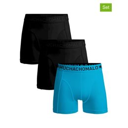 MUCHACHOMALO 3er-Set: Boxershorts in Schwarz/ Dunkelblau/ T&uuml;rkis - 58% | Gr&ouml;&szlig;e M | Herren-waesche