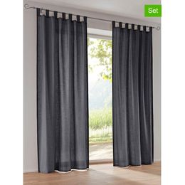 HEINE HOME 2er-Set: Dekostores in Schwarz - 34% | Gr&ouml;&szlig;e 245x140 cm | Gardinen-vorhaenge