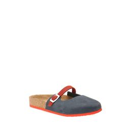 Comfortfusse Leder-Clogs in Dunkelblau/ Rot - 52% | Gr&ouml;&szlig;e 40 | Damen-pantoletten