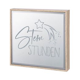 Gilde LED-Spiegelbild "Sternstunden" in Natur/ Silber - (L)21 x (B)21 x (T)4 cm - 14% | Lichterketten-dekobeleuchtung
