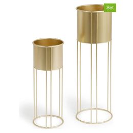 LIFA LIVING 2er-Set : Pflanzenst&auml;nder ''Mila'' in Gold - 65% | Gartenwerkzeuge