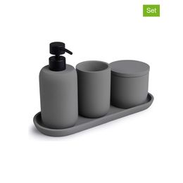 LIFA LIVING 4tlg. Badaccessoires-Set "Luxe" in Grau - 78% | Badezimmer-accessoires