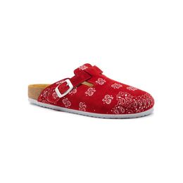 Comfortfusse Leder-Clogs "Folk Capri" in Rot - 50% | Gr&ouml;&szlig;e 40 | Damen-pantoletten