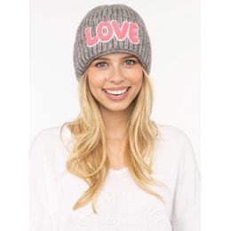 Zwillingsherz M&uuml;tze "Love" in Grau - 62% | Damen-muetzen-caps