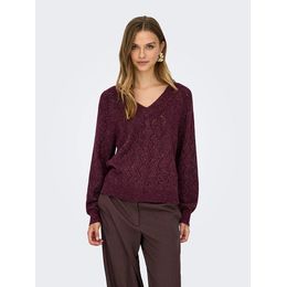 Jacqueline de Yong JDY Pullover "Aspen" in Bordeaux - 55% | Gr&ouml;&szlig;e XS | Damen-pullover-cardigans