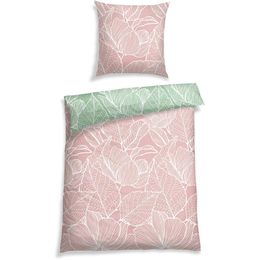 Schiesser Renforc&eacute;-Bettw&auml;sche-Set "Yola" in Rosa/ Gr&uuml;n - 34% | Gr&ouml;&szlig;e 155x220 cm | Bettwaesche-bettwaren