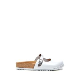 Comfortfusse Leder-Clogs in Silber/ Wei&szlig; - 52% | Gr&ouml;&szlig;e 42 | Damen-pantoletten