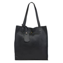 ORE10 Leder-Schultertasche "Ortega" in Schwarz - (B)33 x (H)38 x (T)15 cm - 75% | Damen-taschen