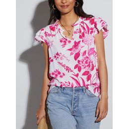 Milan Kiss Bluse in Wei&szlig;/ Pink - 71% | Gr&ouml;&szlig;e L | Damen-blusen