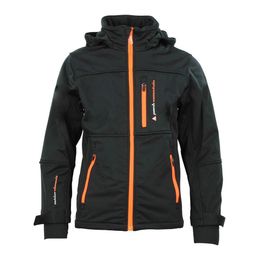 Peak Mountain Softshelljacke in Schwarz/ Orange - 70% | Gr&ouml;&szlig;e 110 | Kinder-outdoor-jacken