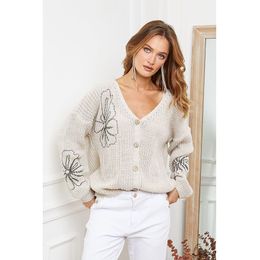 Jos&eacute;fine Cardigan "Beegees" in Beige - 67% | Gr&ouml;&szlig;e M | Damen-pullover-cardigans