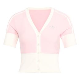 adidas originals Strickjacke 'V-NECK SHIRT WITH' Damen Gr&ouml;&szlig;e M rosa / wei&szlig;