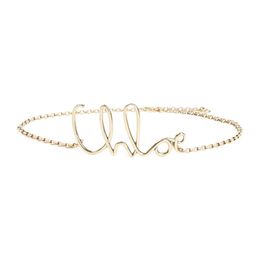 Chlo&eacute; Chlo&eacute; G&uuml;rtel - Metallic Brass Belt With Cursive Logo Design - Gr. ONE SIZE - in Beige - f&uuml;r Damen