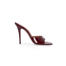 Amina Muaddi Sandalen - Bordeaux Patent Leather Stiletto Sandals - Gr. 37 (EU) - in Rot - f&uuml;r Damen