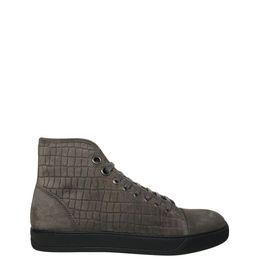 Lanvin Stiefel - Textured High-Top Sneakers In Suede Blend - Gr. 8 - in Grau - f&uuml;r Damen