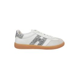 Hogan Low-Top Sneaker - White Suede Sneakers With Glittery Logo Detail - Gr. 37,5 (EU) - in Grau - f&uuml;r Damen