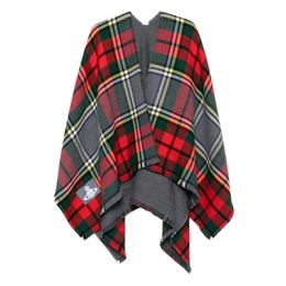 Vivienne Westwood T&uuml;cher & Schals - Tartan Plaid Wrap Scarf With Fringed Edges - Gr. unisize - in Grau - f&uuml;r Damen