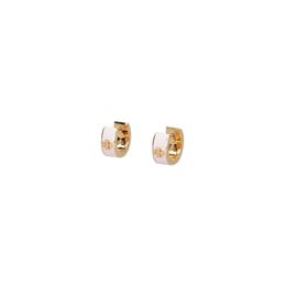 Tory Burch Ohrringe - 'Kira Huggie' Earrings &ndash; Gold & White - Gr. unisize - in Mehrfarbig - f&uuml;r Damen