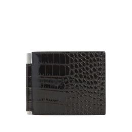Tom Ford Portemonnaies - Crocodile-Print Leather Bi-Fold Wallet With Tone-O - Gr. unisize - in Schwarz - f&uuml;r Damen