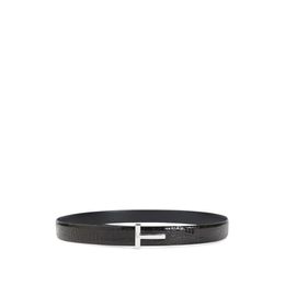 Tom Ford G&uuml;rtel - Crocodile-Print Calf Leather Belt With T-Buckle - Gr. 115 - in Schwarz - f&uuml;r Damen