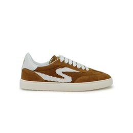 Stuart Weitzman Low-Top Sneaker - Beige And White Leather/Suede Runaround Sneakers - Gr. 10 - in Grau - f&uuml;r Damen