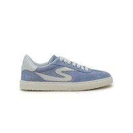 Stuart Weitzman Low-Top Sneaker - Light Blue And White Leather/Suede Runaround Sneak - Gr. 11 - in Wei&szlig; - f&uuml;r Damen