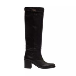 Via Roma 15 Stiefel - Black Leather Boot Buckle Heel - Gr. 35 (EU) - in Braun - f&uuml;r Damen