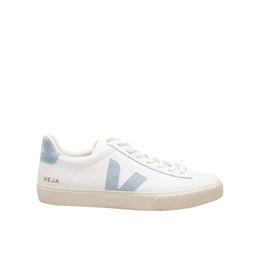 Veja Low-Top Sneaker - Campo Chromefree Leather Shoes, White/Light Blue - Gr. 45 (EU) - in Wei&szlig; - f&uuml;r Damen