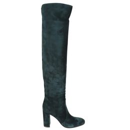 Gianvito Rossi Stiefel - Knee-High Black Suede Boots With Block Heel - Gr. 36 (EU) - in Schwarz - f&uuml;r Damen