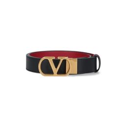 Valentino Garavani G&uuml;rtel - "Vlogo Signature" Reversible Belt &ndash; Black/Red - Gr. 80 - in Beige - f&uuml;r Damen