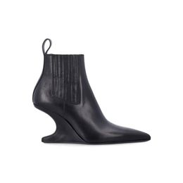 Rick Owens Stiefel - Ankle Sharp Black Washed Calf Leather Boots - Gr. 38 (EU) - in Schwarz - f&uuml;r Damen