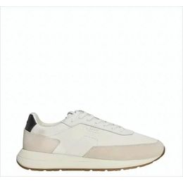 BOSS Low-Top Sneaker - Low-Top Sneakers In Suede And Textured Leather - Gr. 43 (EU) - in Wei&szlig; - f&uuml;r Damen