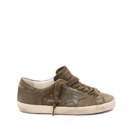 Golden Goose Deluxe Brand Golden Goose Low-Top Sneaker - Low-Top Sneakers With Distressed Olive Green Silk - Gr. 43 (EU) - in Beige - f&uuml;r Damen