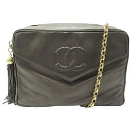Chanel Crossbody Bags - VINTAGE Chanel HANDTASCHE MIT KAMERA-LOGO CC GRAUE - Gr. unisize - in Grau - f&uuml;r Damen