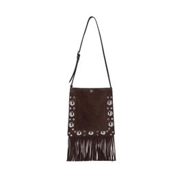 Valentino Garavani Hobo Bags - Fringe Detail Brown Suede Shoulder Bag - Gr. unisize - in Braun - f&uuml;r Damen