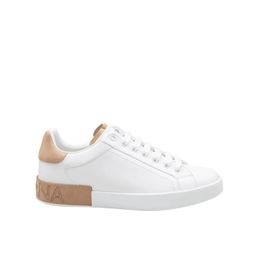 Dolce & Gabbana Dolce&Gabbana Low-Top Sneaker - Portofino Leather Sneakers In White And Tan - Gr. 41,5 (EU) - in Wei&szlig; - f&uuml;r Damen