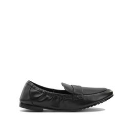 Tory Burch Leather Loafers With Metallic Logo Detail - Gr. 10 - in Schwarz