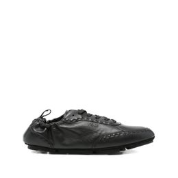 Fendi Loafer - Sleek Lace-Up Flat Shoes In Smooth Leather - Gr. 6_5 - in Schwarz - f&uuml;r Damen