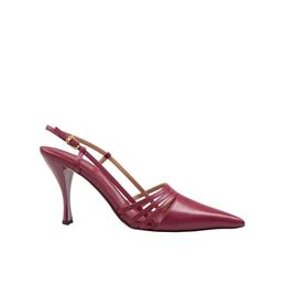 Michael Kors Hohe Schuhe - Slingback Haisley In Burgundy Leather - Gr. 7_5 - in Rot - f&uuml;r Damen