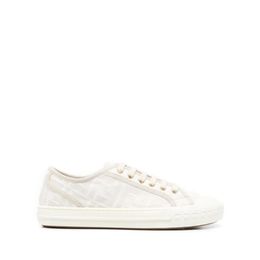Fendi Low-Top Sneaker - Lace-Up Flats With Monogram Detailing - Gr. 38,5 (EU) - in Wei&szlig; - f&uuml;r Damen