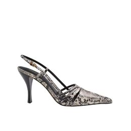 Michael Kors Hohe Schuhe - Haisley Python-Color Leather Slingback - Gr. 8_5 - in Grau - f&uuml;r Damen