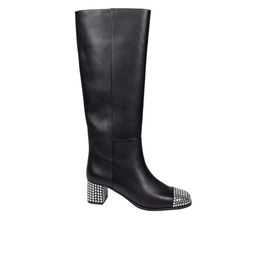 Michael Kors Stiefel - Matilda Toe Cap Leather Boot With Studs - Gr. 7_5 - in Schwarz - f&uuml;r Damen