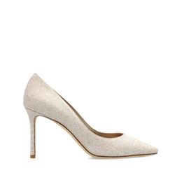 Jimmy Choo Hohe Schuhe - Glitter-Finish Pointed Toe Flats With Slim Heel - Gr. 38,5 (EU) - in Beige - f&uuml;r Damen