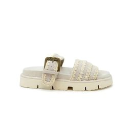 mou Sandalen - Sw461012a Chalk Suede Bio Two Buckle Sandals - Gr. 36 (EU) - in Grau - f&uuml;r Damen