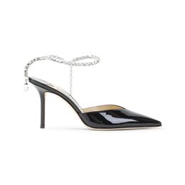 Jimmy Choo Hohe Schuhe - Black Patent Leather Saeda 85 Pumps - Gr. 38,5 (EU) - in Rot - f&uuml;r Damen