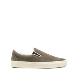 Tom Ford Low-Top Sneaker - Olive Calf Suede Slip-On Sneakers - Gr. 40,5 (EU) - in Grau - f&uuml;r Damen