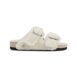 Birkenstock Sandalen - Soft Shearling Sandals With Adjustable Straps - Gr. 39 (EU) - in Wei&szlig; - f&uuml;r Damen