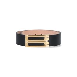 Victoria Beckham G&uuml;rtel - Adjustable Black Leather Belt - Gr. 90 - in Beige - f&uuml;r Damen