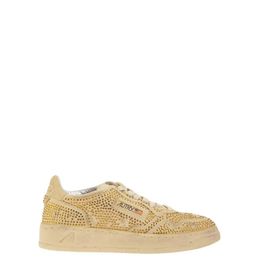Autry Low-Top Sneaker - Medalist Low - Suede Trainers With Rhinestones - Gr. 38 (EU) - in Beige - f&uuml;r Damen
